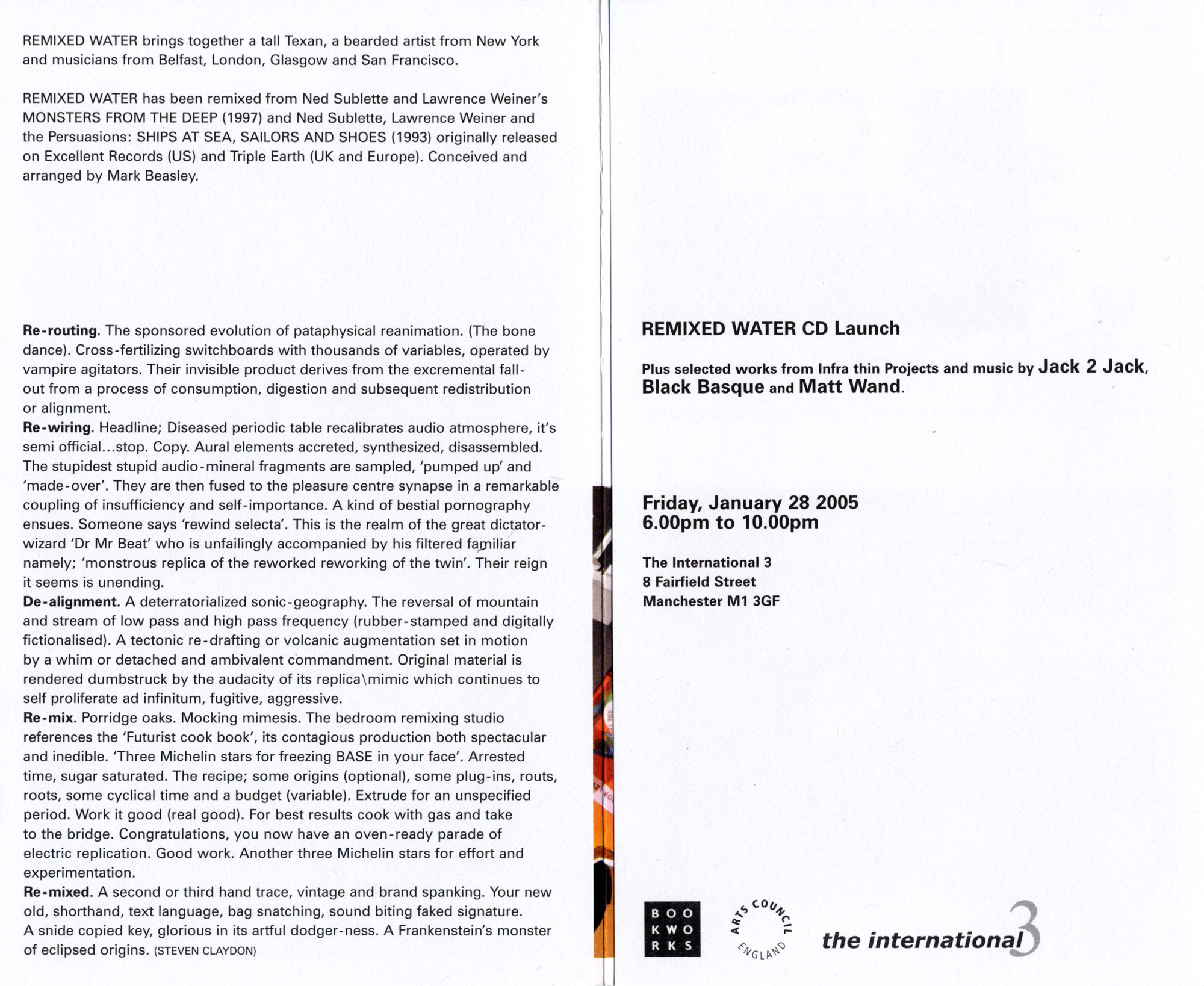 Leaflet from Remixed Water | Book Works