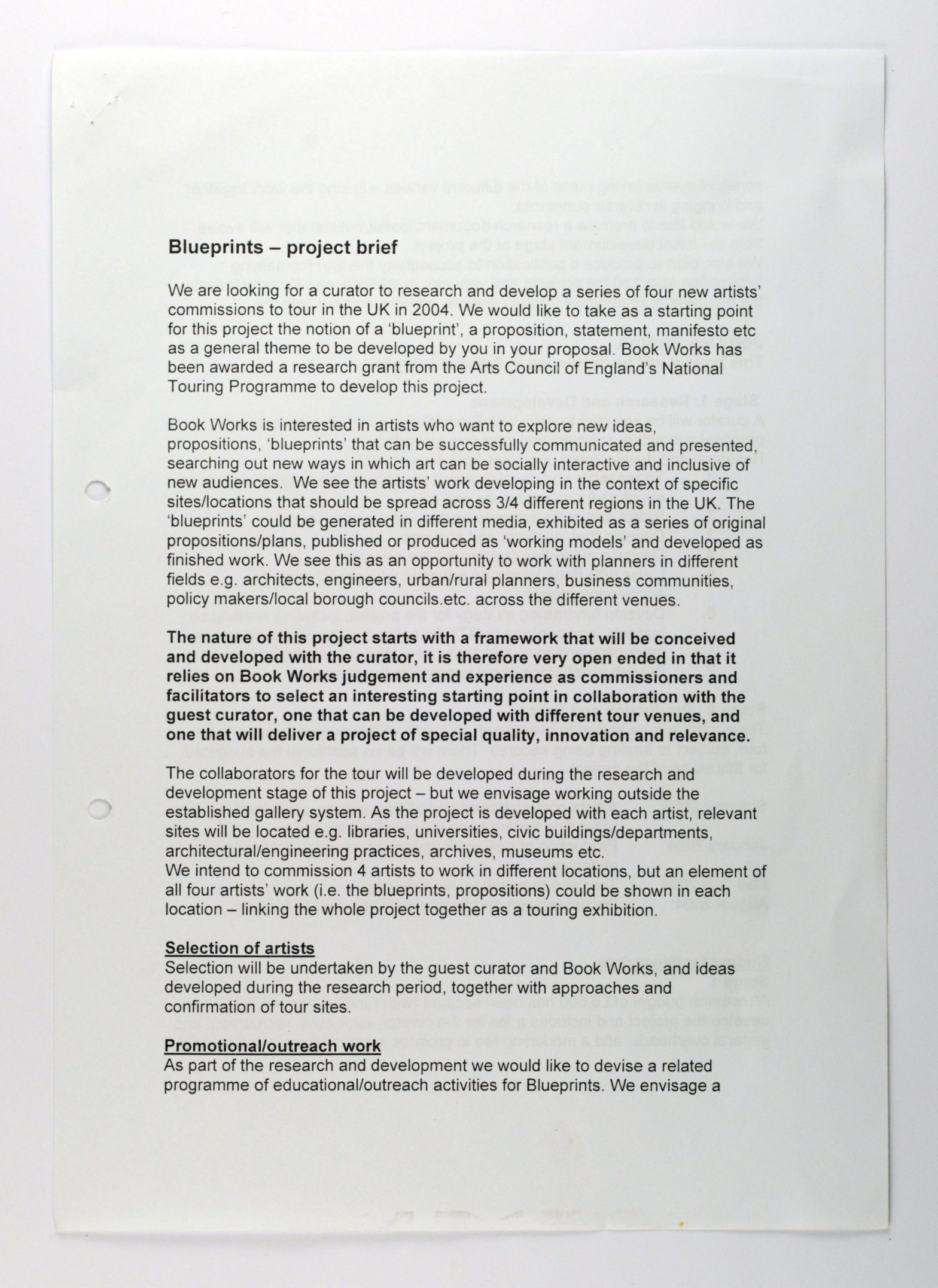 Proposals from Blueprints | Book Works