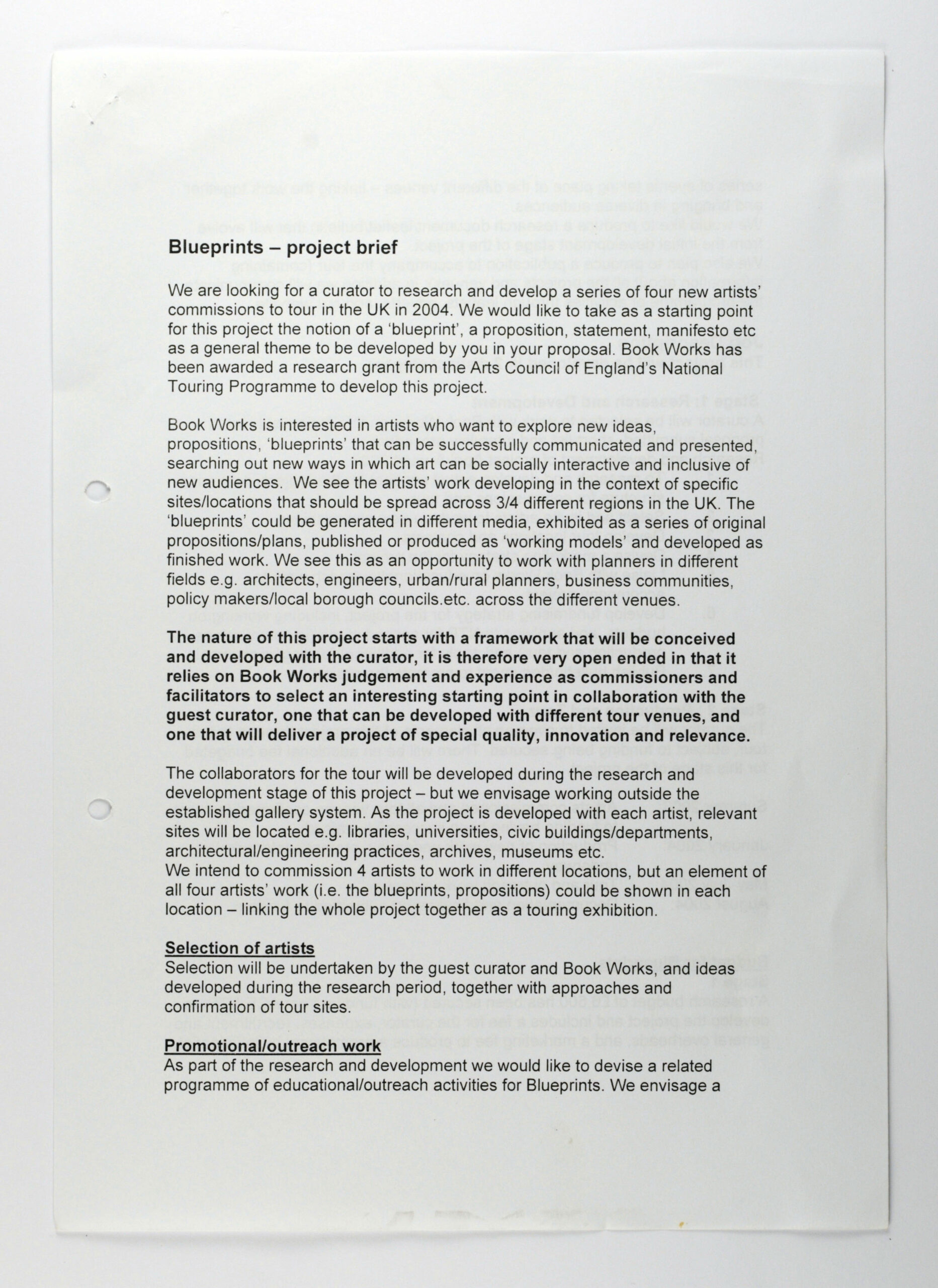 Proposals from Blueprints | Book Works