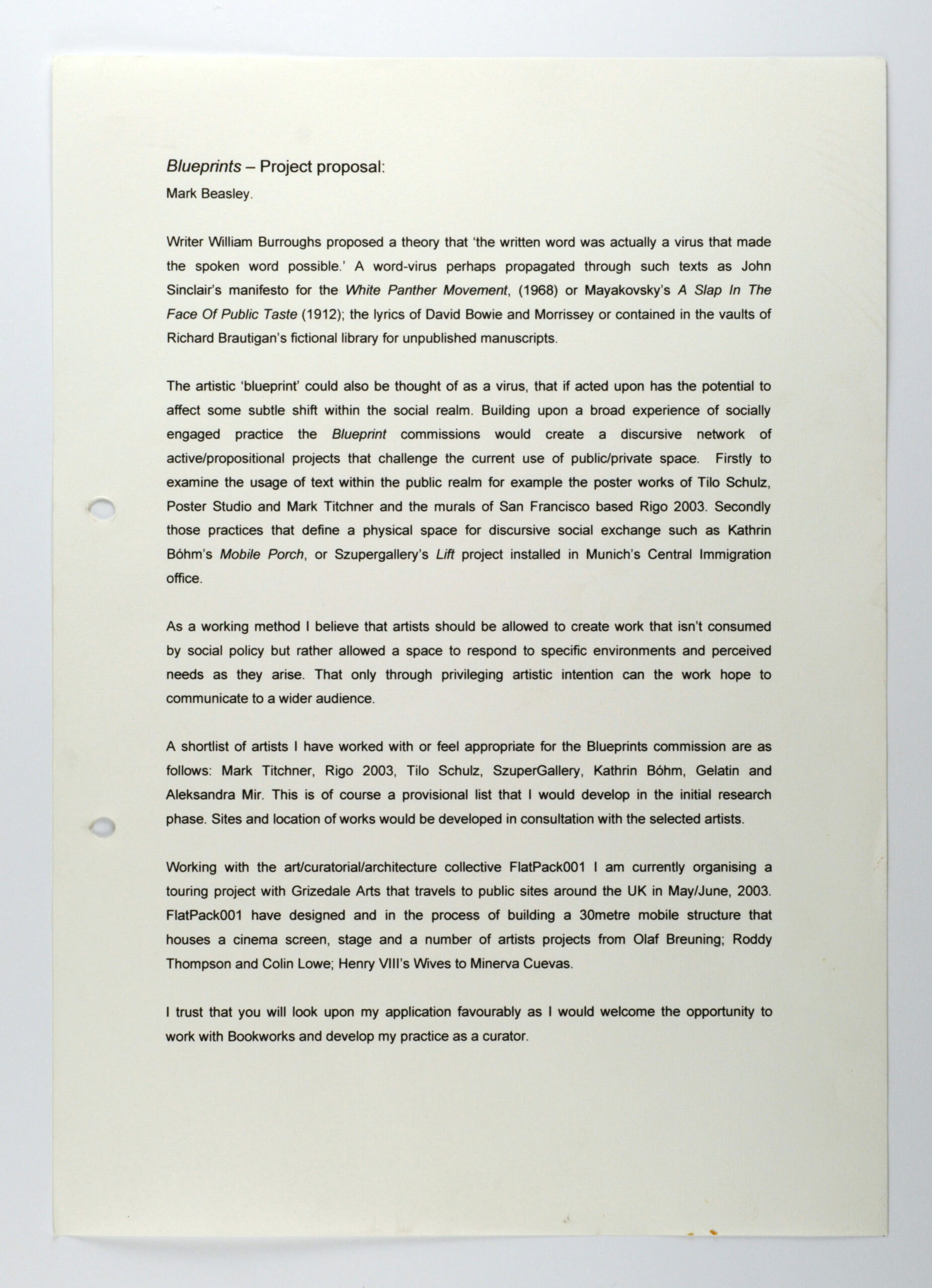 Proposals from Blueprints | Book Works